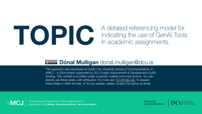 TOPIC - A detailed referencing model for indicating the use of GenAI Tools in academic ...